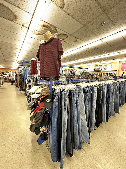 Denim for days! The jean selection rivals any mall store, minus the aggressive cologne and questionable music choices.
