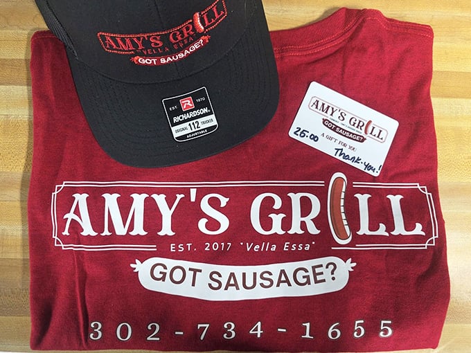 The merch doesn't just say "I ate here"—it proudly announces "I've joined the sausage appreciation society" to anyone who sees you wearing it.