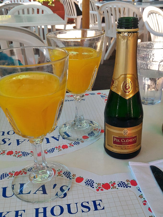Mimosas on the patio – because nothing says "I'm on vacation in Danish California" quite like champagne with breakfast under the Solvang sun.