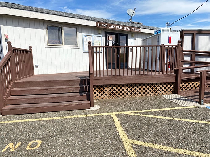The park office—civilization's last outpost before you surrender to nature's embrace. Get your permits, advice, and final weather warnings here!