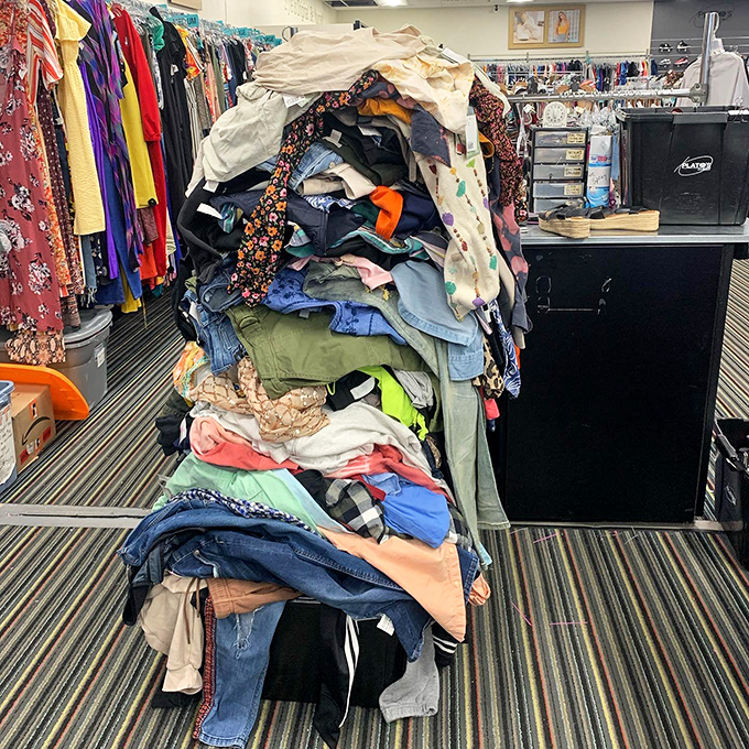 The mountain of possibility—where one shopper's "not anymore" becomes another's "just what I've been looking for!"