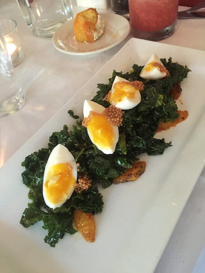 Kale salad with perfectly jammy eggs—because sometimes even Southerners need to pretend they're eating healthy.