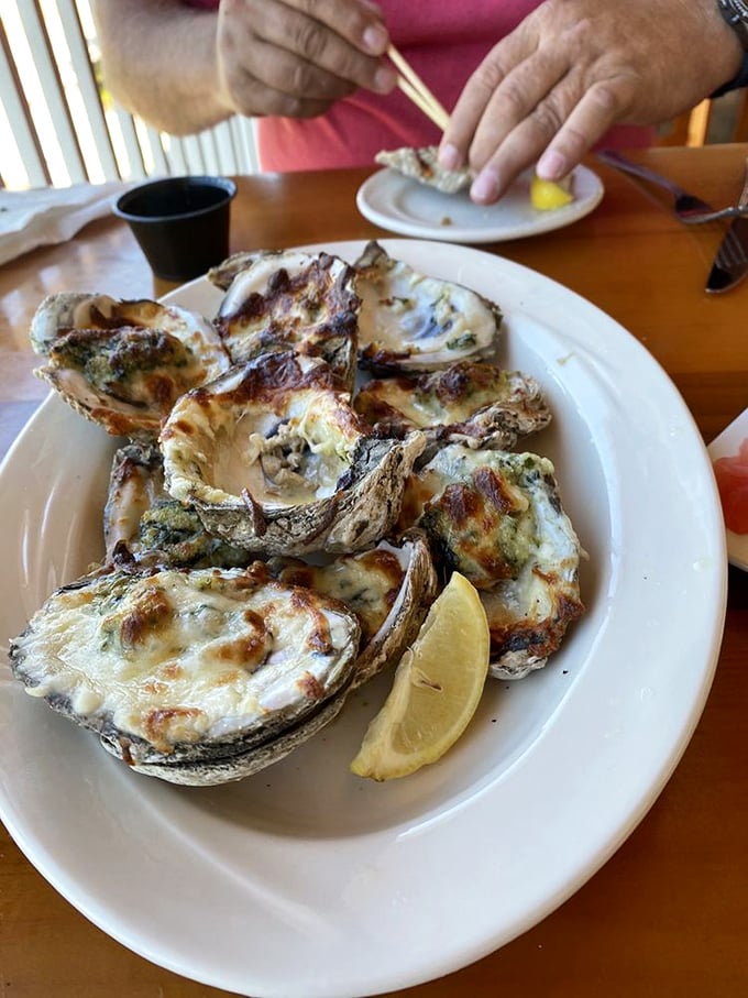 Oysters Rockefeller so decadently topped, they make you feel like a Gilded Age tycoon with each briny, buttery bite.