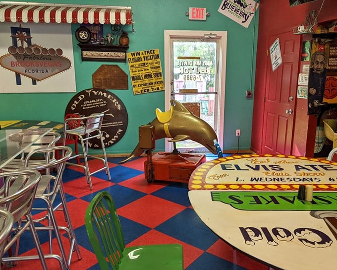 This room's vibrant turquoise walls and checkerboard floor scream "Florida fun" – a playful space where calories don't count and memories multiply.