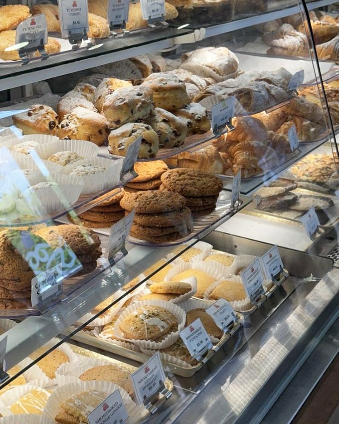 Sweet temptation in glass-enclosed glory. The pastry case at Yalaha Bakery is where willpower comes to surrender unconditionally.