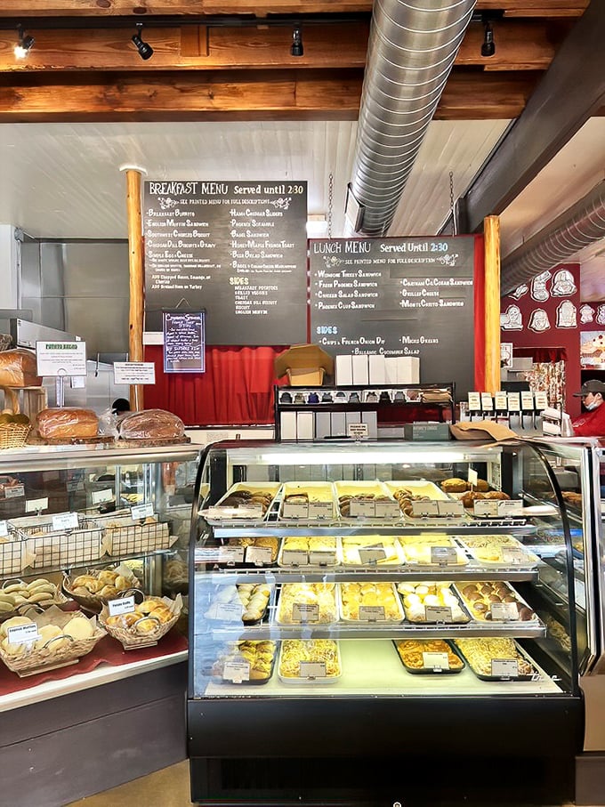 The pastry case: where diet resolutions go to die and "I'll split one with you" becomes the opening line of a delicious betrayal.
