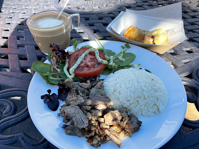 A plate that proves rice and meat can be so much more than just fuel—they can be a vacation for your taste buds.