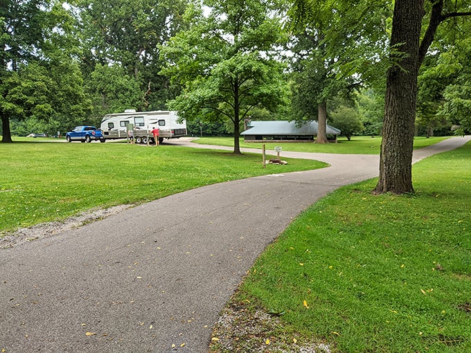 The campground's gentle curve welcomes RVs and trailers, promising temporary neighbors who understand the unspoken etiquette of outdoor living.