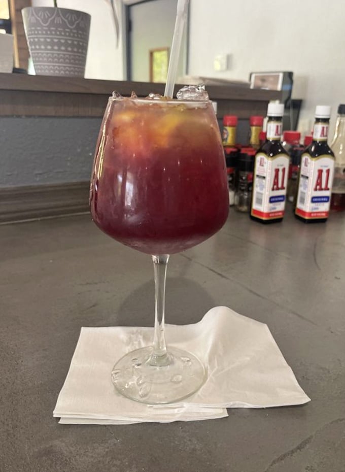A sangria so vibrant it could brighten even the cloudiest Florida afternoon. Fruit-forward and refreshing – summer in a glass.