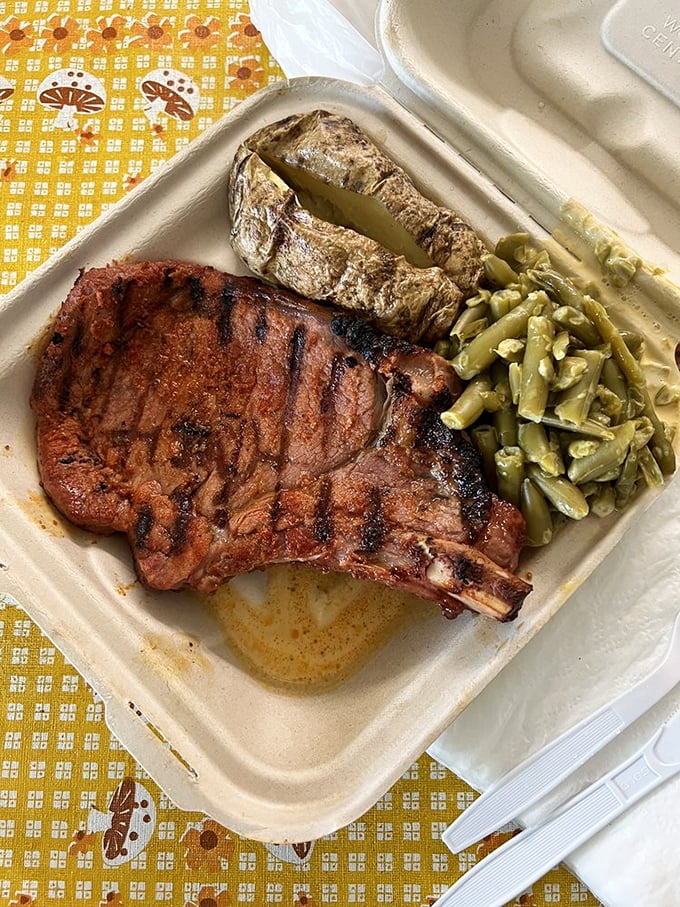 A pork chop and green beans that remind you simple pleasures, when executed with care, can outshine the most complicated culinary gymnastics. 