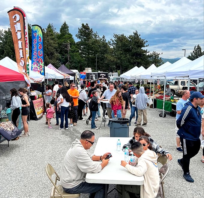 The Rim of the World Farmers Market brings mountain community together. Fresh produce with pine-scented air—nature's perfect pairing.
