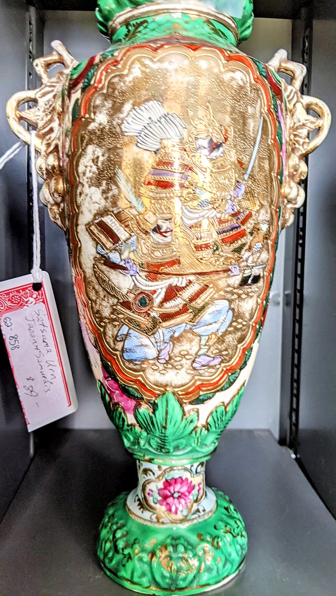 This ornate Satsuma vase isn't just decorative—it's a history lesson in porcelain. The intricate scene tells stories that predate television by centuries.