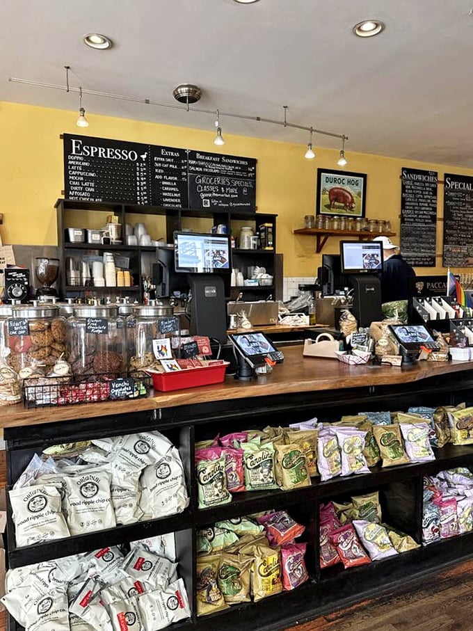 The counter experience combines old-world market charm with modern efficiency, where every transaction comes with a side of food knowledge.