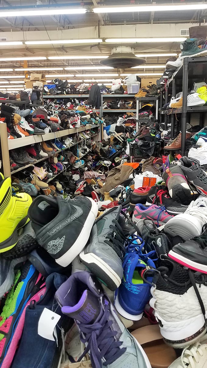 A footwear avalanche that would make Imelda Marcos weep with joy. Somewhere in this organized chaos is your next favorite pair of kicks.