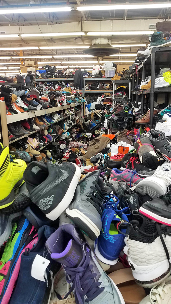 A footwear avalanche that would make Imelda Marcos weep with joy. Somewhere in this organized chaos is your next favorite pair of kicks.