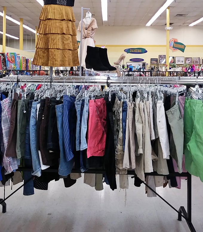 Fashion democracy in action – shorts and skirts of every length and color hang in perfect harmony, awaiting their next summer outing.