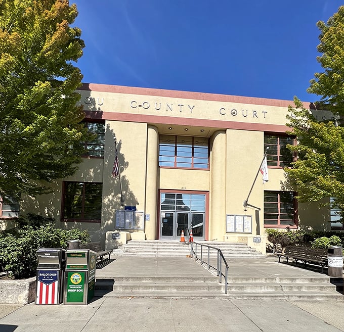 The Siskiyou County Courthouse brings Art Deco dignity to small-town government. Those steps have witnessed everything from marriage licenses to traffic tickets.