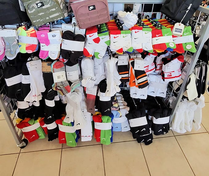 The sock wall at Nike – because even your ankles deserve a little excitement at prices that won't make you sweat.