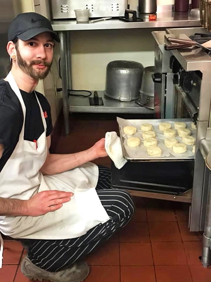 Behind every great diner is a dedicated kitchen staff, crafting biscuits with the precision of a Swiss watchmaker.