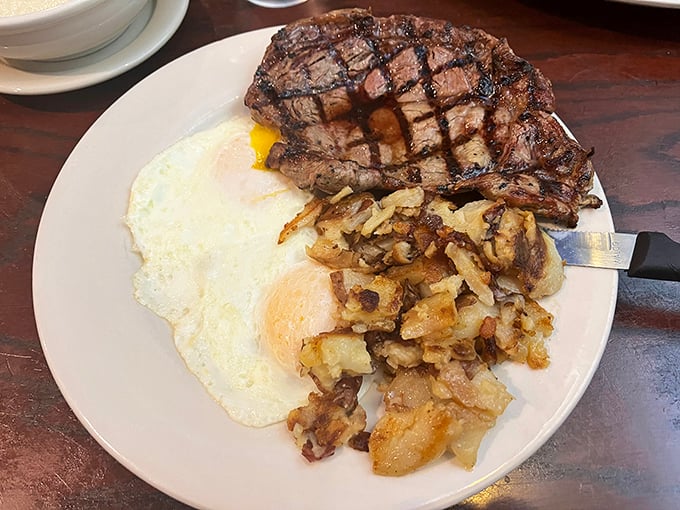 Steak and eggs—the breakfast of champions or the dinner of geniuses. Either way, it's protein perfection on a plate.