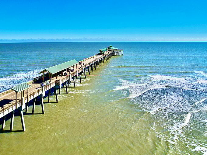 Sunshine, sea breeze, and endless horizon – the holy trinity of coastal therapy available daily at Folly Beach.