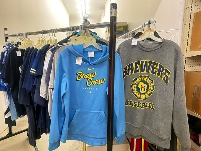 Brewers gear hangs ready for die-hard fans and bargain hunters alike—because Wisconsin team spirit should never break the bank.