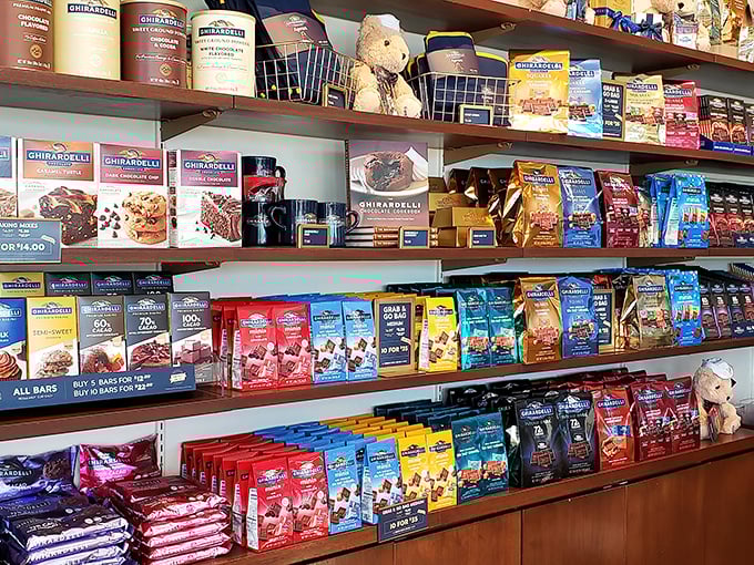 Ghirardelli chocolate paradise – where calories don't count if they're purchased at outlet prices. Diet starts tomorrow, obviously.