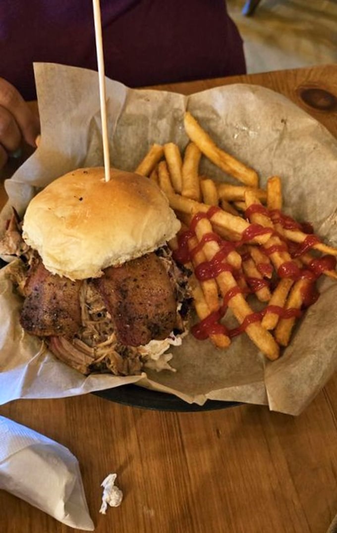 This sandwich isn't messing around – layers of smoky goodness that make you grateful for whoever invented the concept of "handheld food."