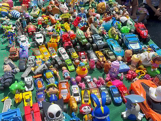 Childhood nostalgia arranged in colorful battalions. These tiny toys represent big memories for collectors of all ages seeking to recapture simpler times.
