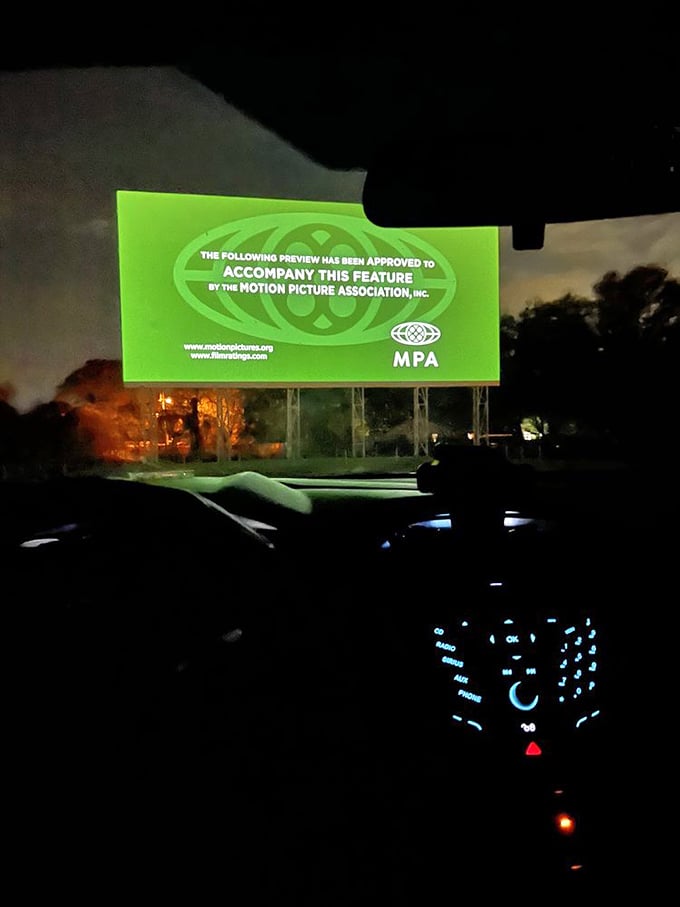 The moment of anticipation—that green screen means the previews are starting and it's time to tune your radio just right.