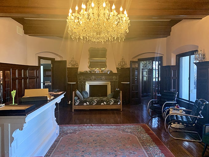 The grand lobby balances old-world gravitas with California cool—that chandelier has probably witnessed more interesting conversations than most therapists.