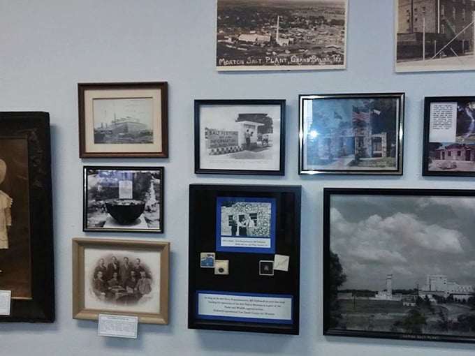 Black and white photographs chronicle the faces behind Grand Saline's salty success story, preserved like the mineral they harvested.