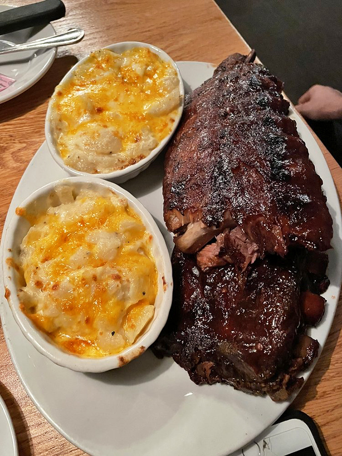Ribs and mac & cheese that make you question your table manners—should you use a fork or just surrender to the primal joy of eating with your hands?