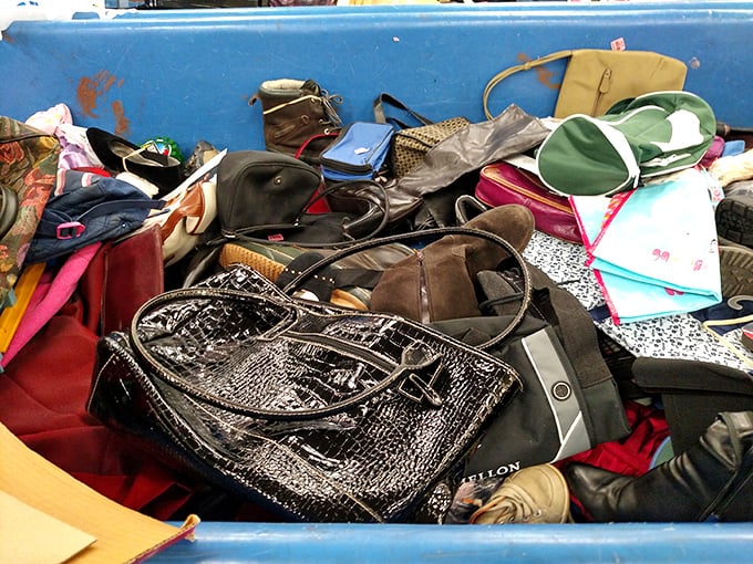 Handbag heaven awaits the patient treasure hunter. That crocodile-textured beauty might just be this season's statement piece for pocket change.