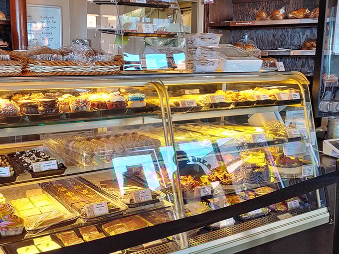 A bakery case that makes choosing just one item feel like Sophie's Choice: The Pastry Edition. Those muffins are practically winking at you.
