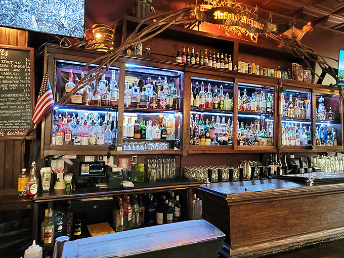 Spirits with spirit! The well-stocked bar showcases an impressive collection that would make even the most discerning cocktail enthusiast weak at the knees.