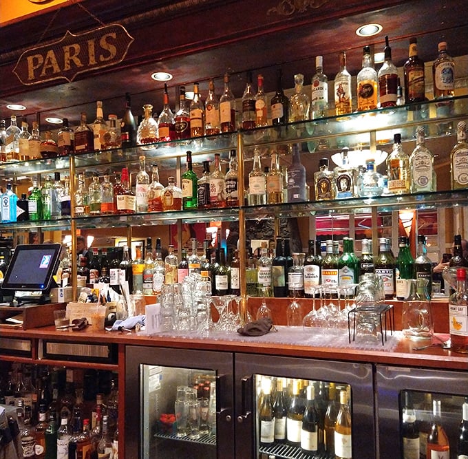 The bar doesn't just stock bottles; it showcases liquid art. That "Paris" sign isn't lying – you're as close to the City of Light as Marin County gets.
