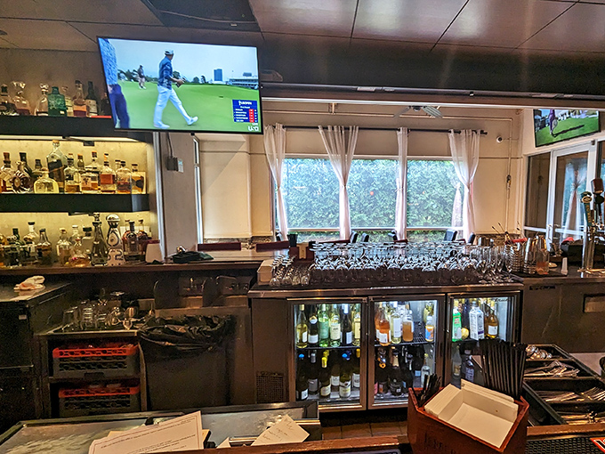 Behind every great meal is a great bar—this one's stocked with enough spirits to raise your own. Game on, cocktails ready.