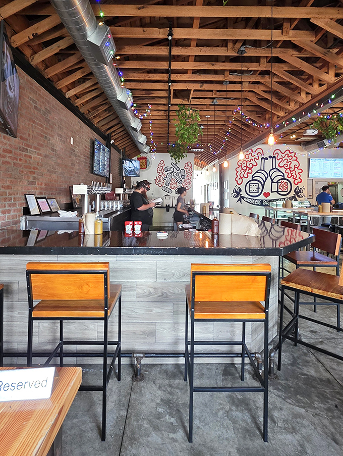 The bar counter – where craft beer decisions are as important as which meat to order next.