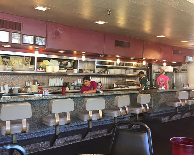 The counter view—where you can watch short-order choreography that would impress Broadway directors.
