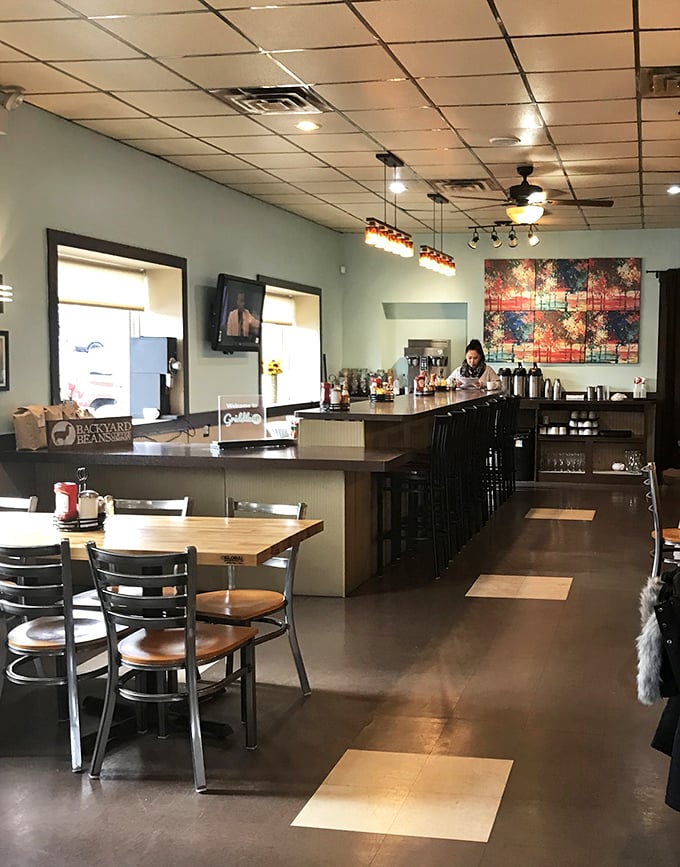Where breakfast magic happens. The bar seating offers front-row tickets to the morning culinary theater that unfolds in the kitchen.