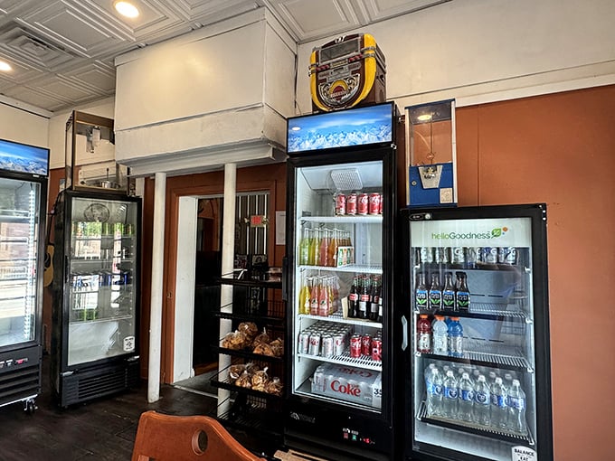 The beverage coolers stand ready to provide the perfect pairing for your fried chicken feast.