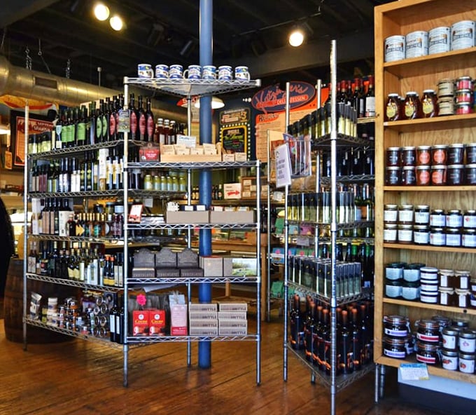 The specialty food section—where your home pantry goes to dream about what it could become. Culinary treasures waiting to be discovered.