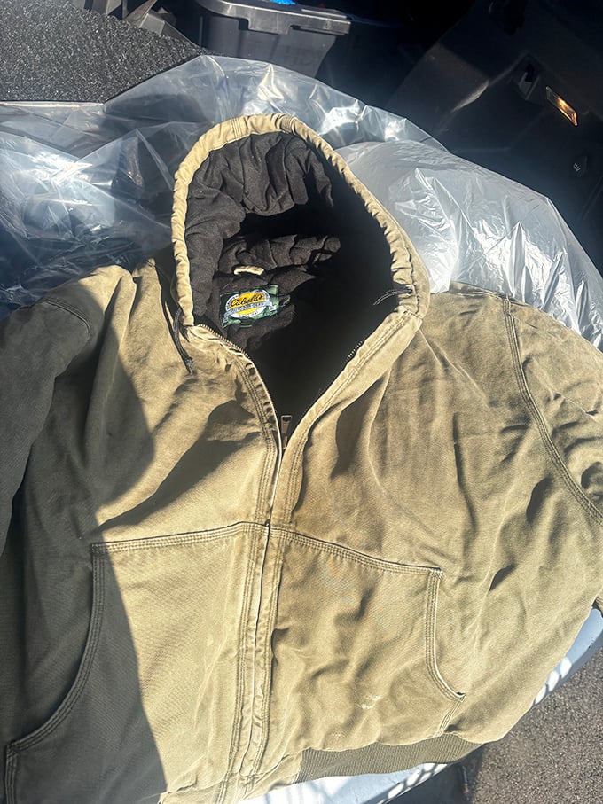 A rugged work jacket with stories woven into every fiber – ready to keep its next owner warm through Ohio winters without breaking the bank.