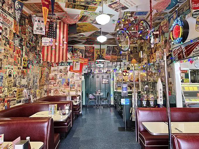 The diner equivalent of a cathedral—soaring ceilings, stained glass replaced by vintage ads, and red vinyl pews for worshipping at the altar of comfort food.