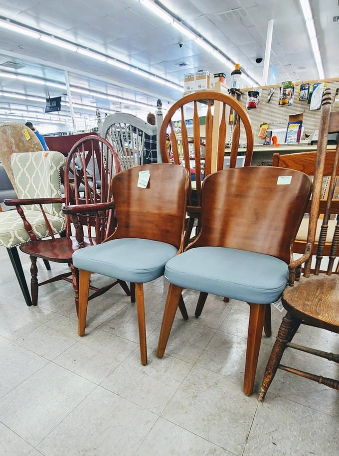 Chair affair! These mid-century beauties with powder-blue cushions are begging to surround your dining table. Your guests will ask where you found them.