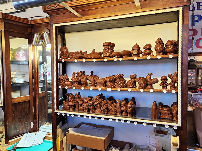 Chocolate menagerie! These handcrafted creatures aren't just candy—they're edible art that almost makes you feel guilty for wanting to bite their heads off.