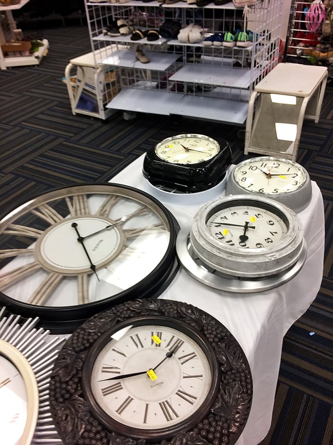 Time literally stands still in this clock collection – each face telling a different story while simultaneously showing the exact same moment.