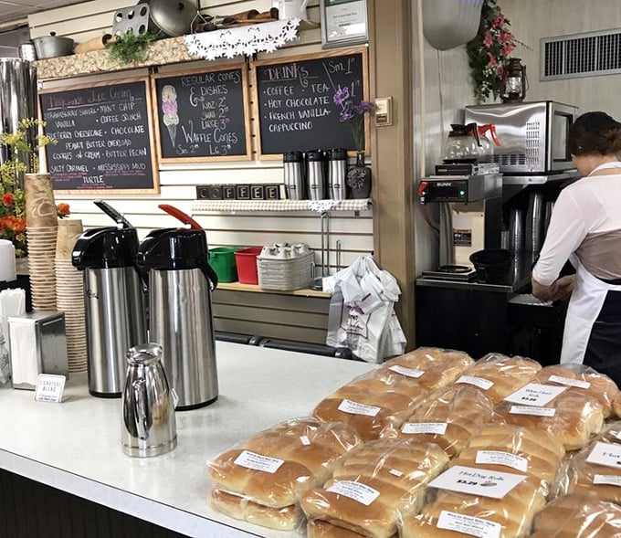 Coffee station and daily specials board – because even paradise needs caffeine and a good deal on hot chocolate.