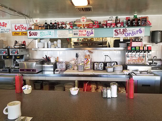 The beating heart of any great diner—a counter where solo diners find community and everyone gets a front-row seat to the breakfast ballet.
